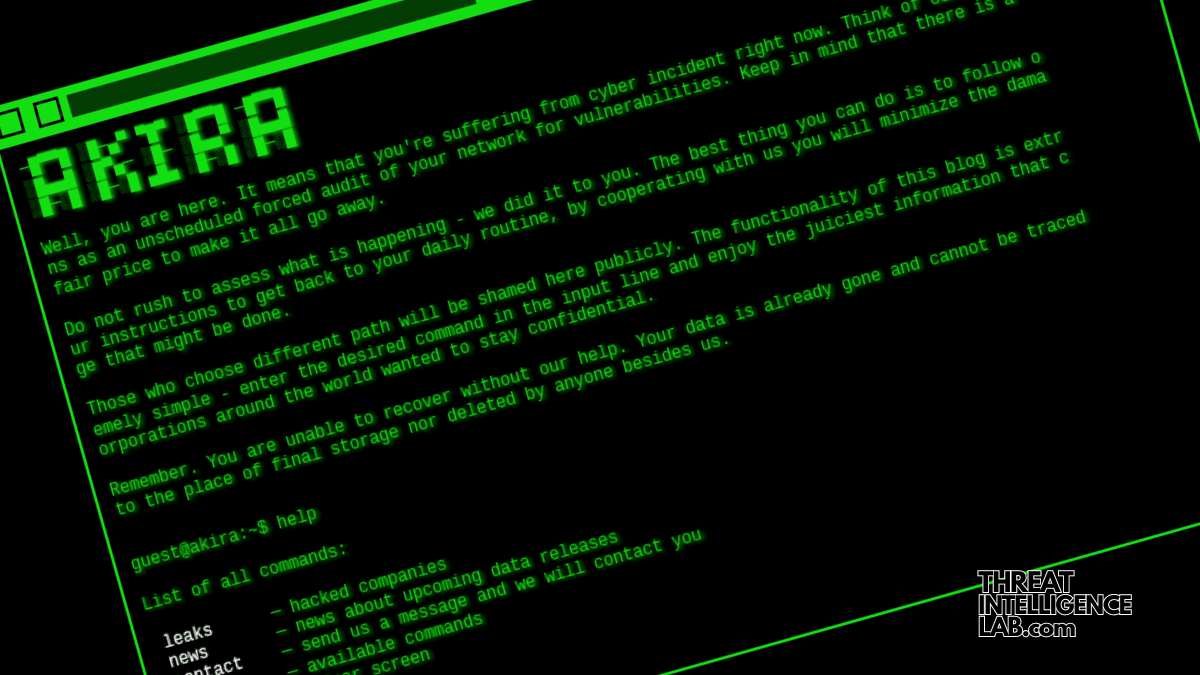 The Akira Ransomware Gang - Threat Intelligence Lab